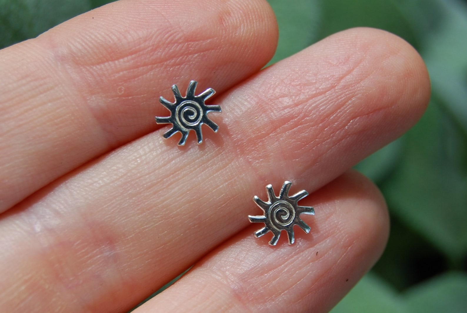 Sun Sterling Silver Stud Earrings, Tiny Sun Studs, Sun Post Earrings ...