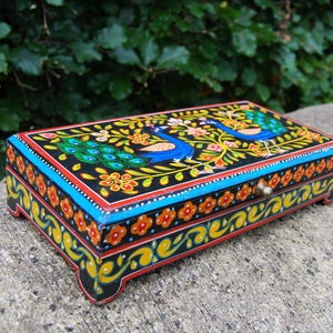 Hand Painted Wooden Jewellery Box, Indian Trinket Box, Hand Painted ...