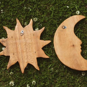 Carved Moonshine, Wooden Moon Plaque, Hand Carved Wooden Sun + Crescent ...