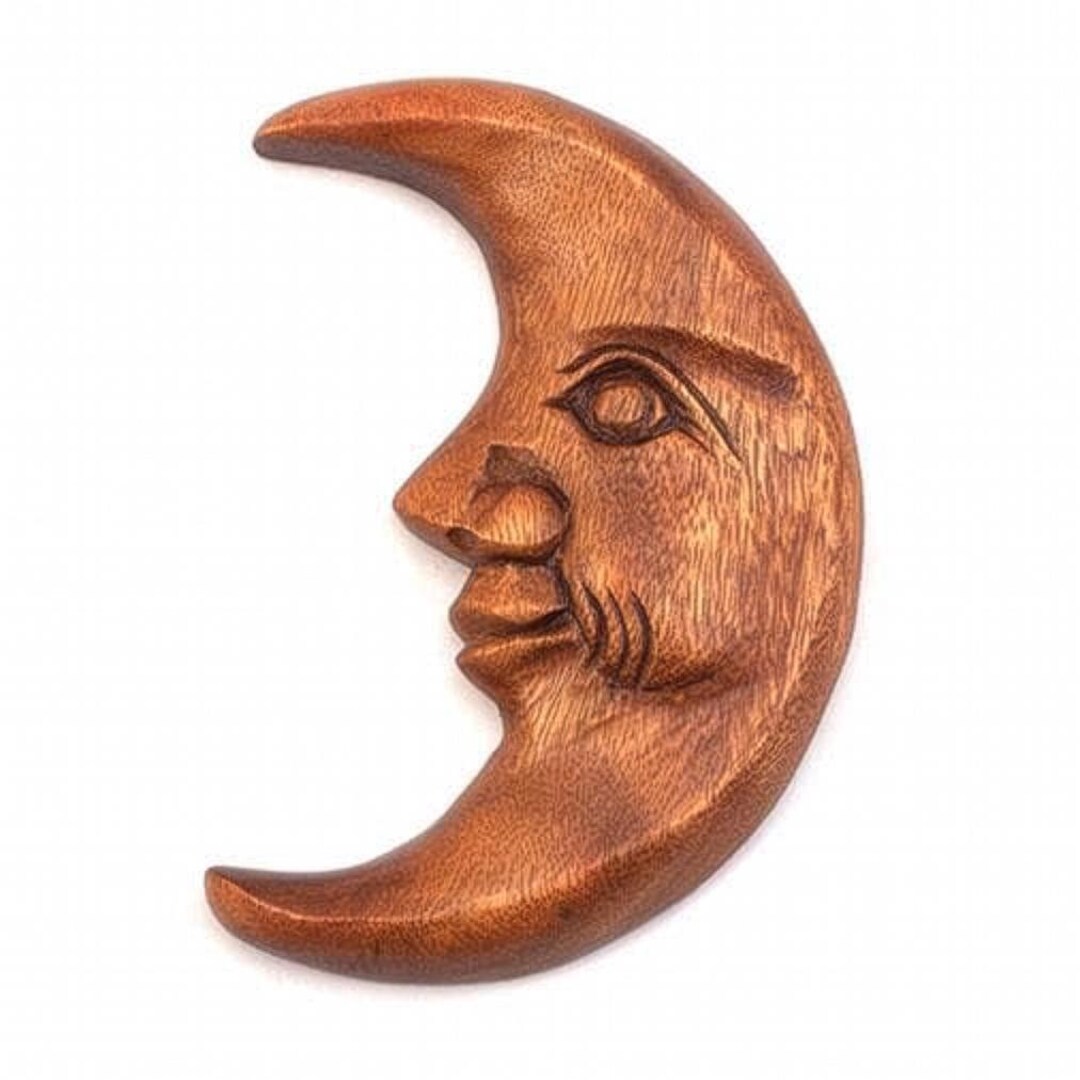 Carved Moonshine, Wooden Moon Plaque, Hand Carved Wooden Sun + Crescent ...
