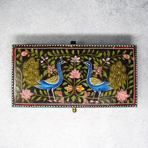 Hand Painted Wooden Jewellery Box, Indian Trinket Box, Hand Painted ...