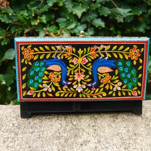Hand Painted Wooden Jewellery Box, Indian Trinket Box, Hand Painted ...