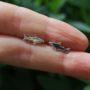 Shark Sterling Silver Stud Earrings, Tiny Shark Studs, Shark Jewellery, Silver Shark Earrings ...
