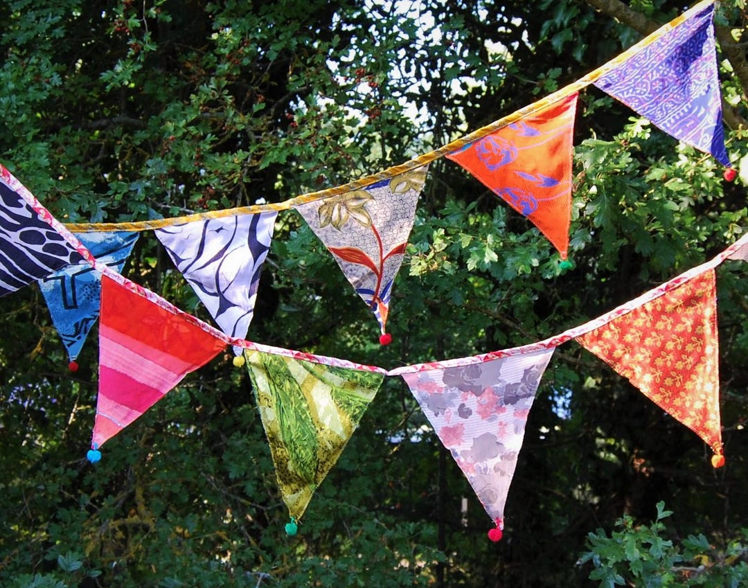 Sari Bunting 2 Metres, Recycled Bunting Handmade From Sari Offcuts ...