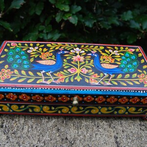 Hand Painted Wooden Jewellery Box, Indian Trinket Box, Hand Painted ...