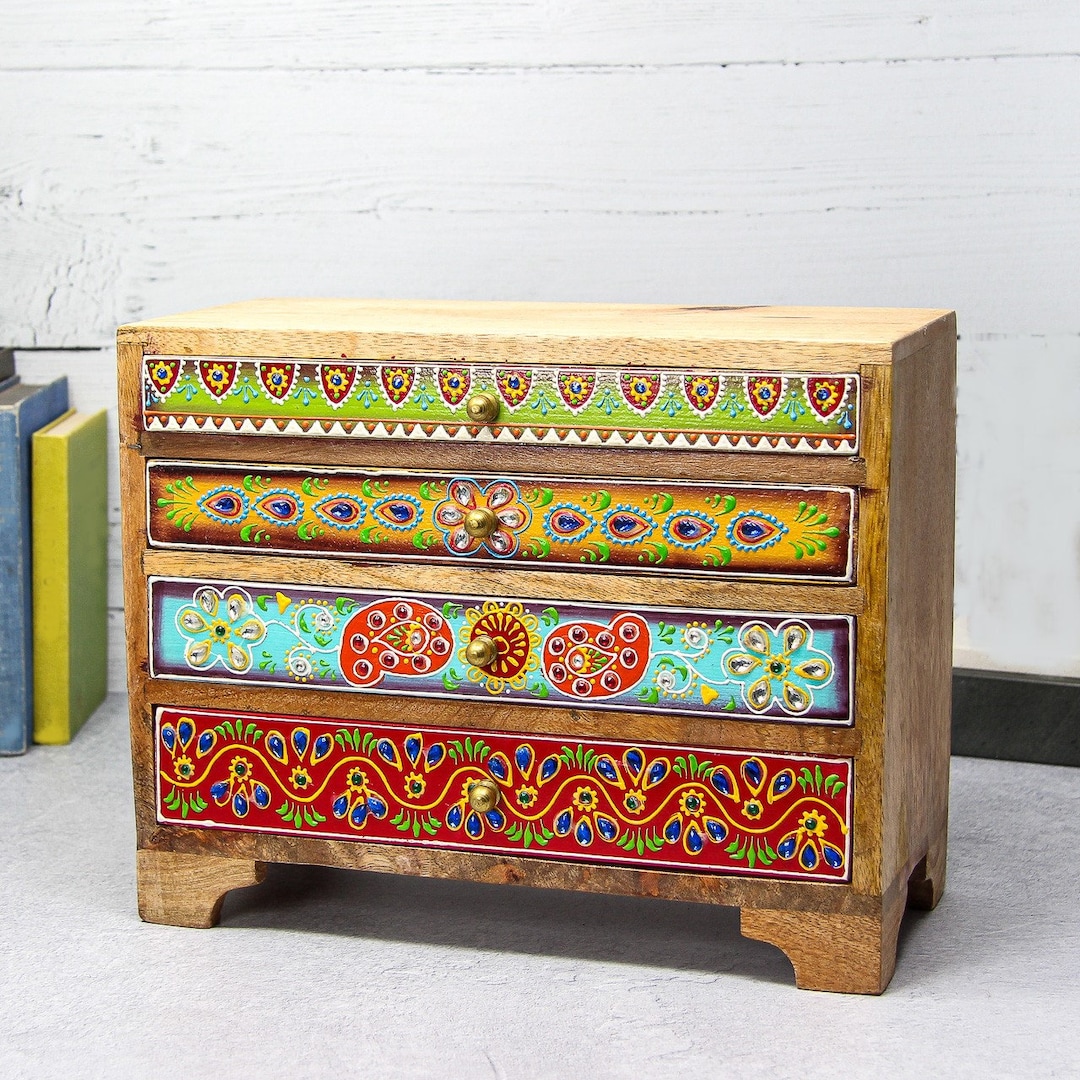Hand Painted Wooden Four-drawer Mini Chest, Small Chest of Drawers ...