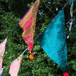 Very Long Bunting 4.5 Metres, Upcycled Sari Flags, Bohemian Hippie Room ...