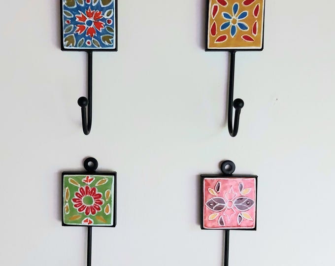 Hand Painted Ceramic Wall Hook, Fairtrade, Decorative Hook, Coat Hook ...