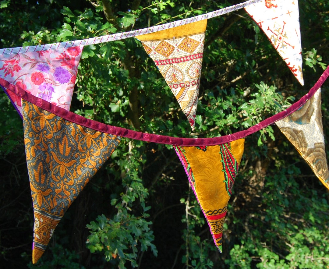Very Long Sari Bunting, Recycled Sari Bunting, Handmade Bunting, Eco ...