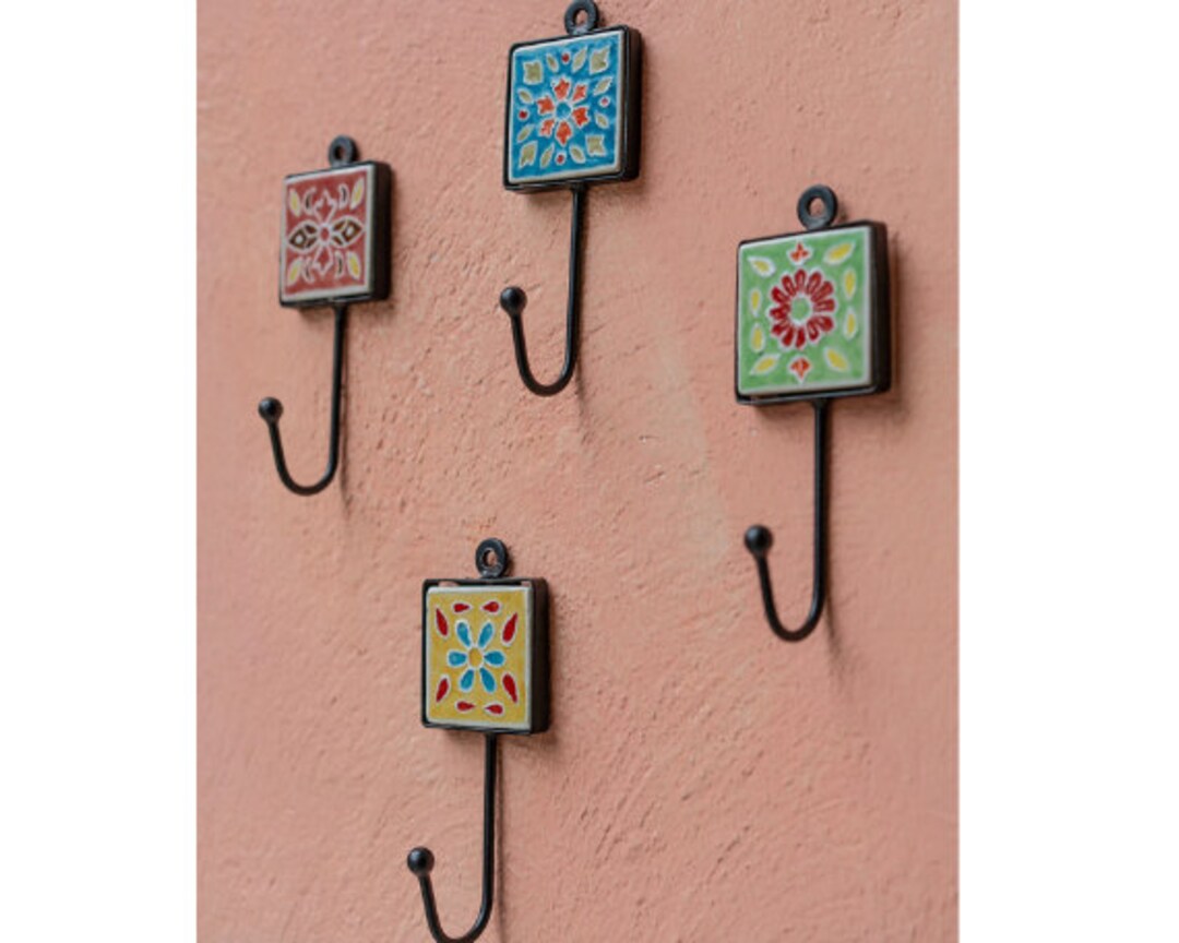 Hand Painted Ceramic Wall Hook, Fairtrade, Decorative Hook, Coat Hook ...