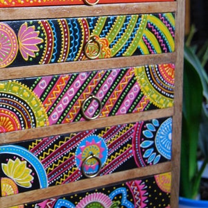 African Hand Painted Wooden Five-drawer Mini Chest, Small Chest of ...
