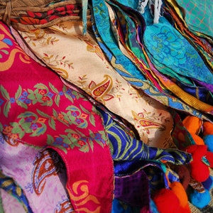 Very Long Bunting 7 Metres, Sari Bunting With Pompoms, Recycled Bunting ...