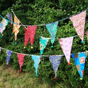 Very Long Bunting 7 Metres Sari Bunting With Pompoms - Etsy