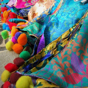 Very Long Bunting 7 Metres Sari Bunting With Pompoms - Etsy