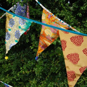 Very Long Bunting 4.5 Metres, Upcycled Sari Flags, Bohemian Hippie Room ...