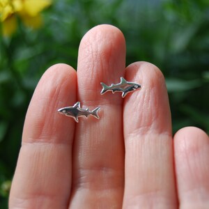 Shark Sterling Silver Stud Earrings, Tiny Shark Studs, Shark Jewellery, Silver Shark Earrings ...