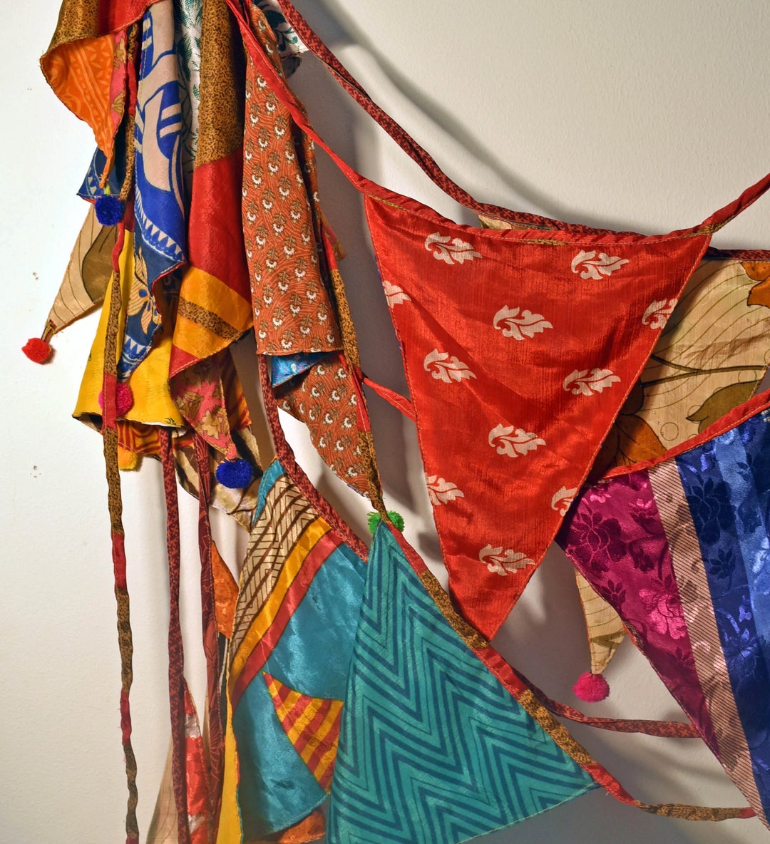 Very Long Bunting 7 Metres Sari Bunting With Pompoms - Etsy