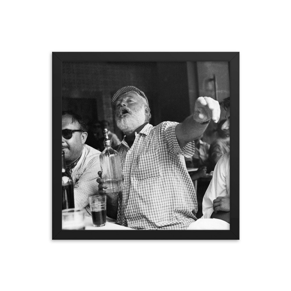 Framed Iconic Hemingway Print, Wall Art, Ernest Hemingway, Key West ...