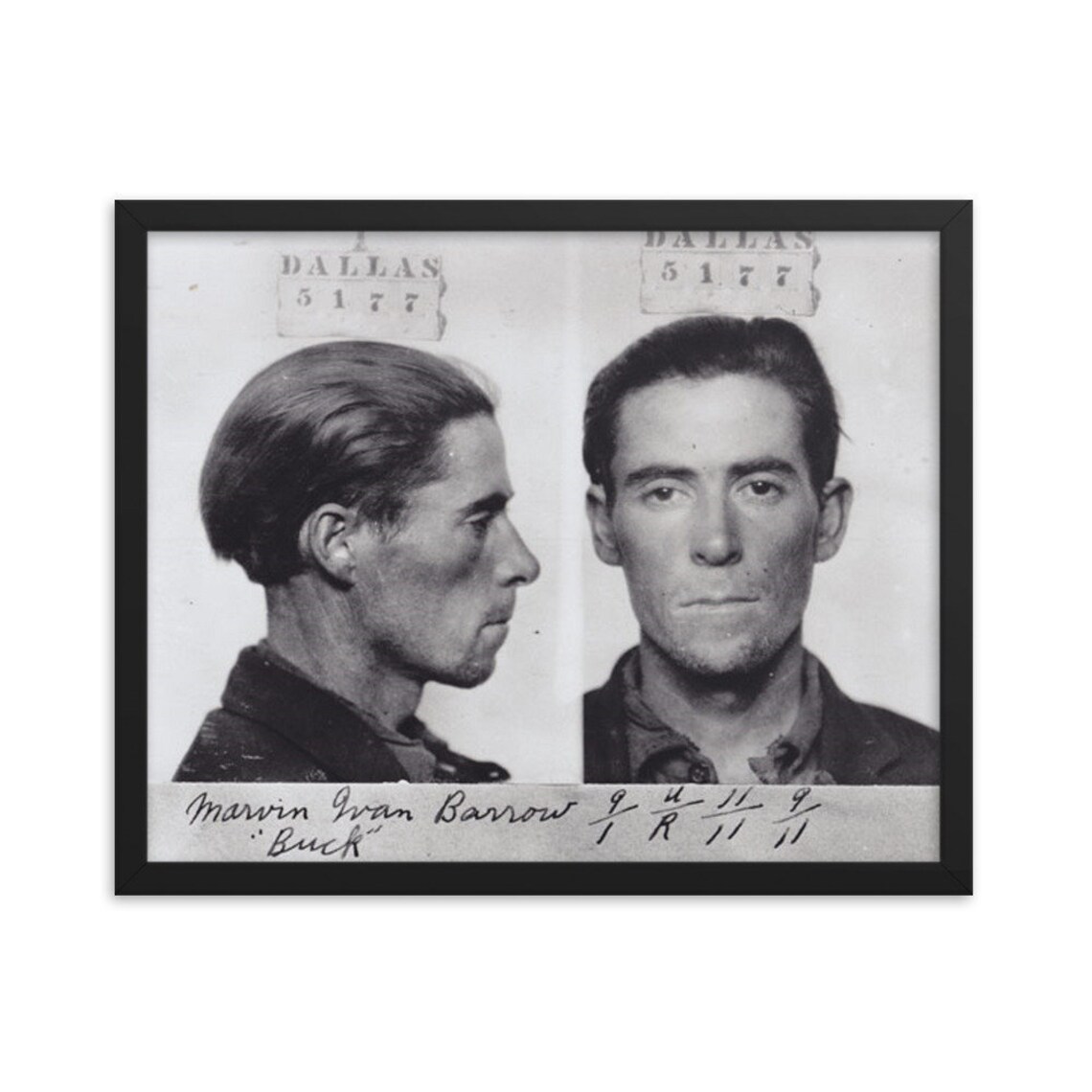 Iconic Buck Barrow Mug Shot Barrow Gang Bonnie & Clyde - Etsy