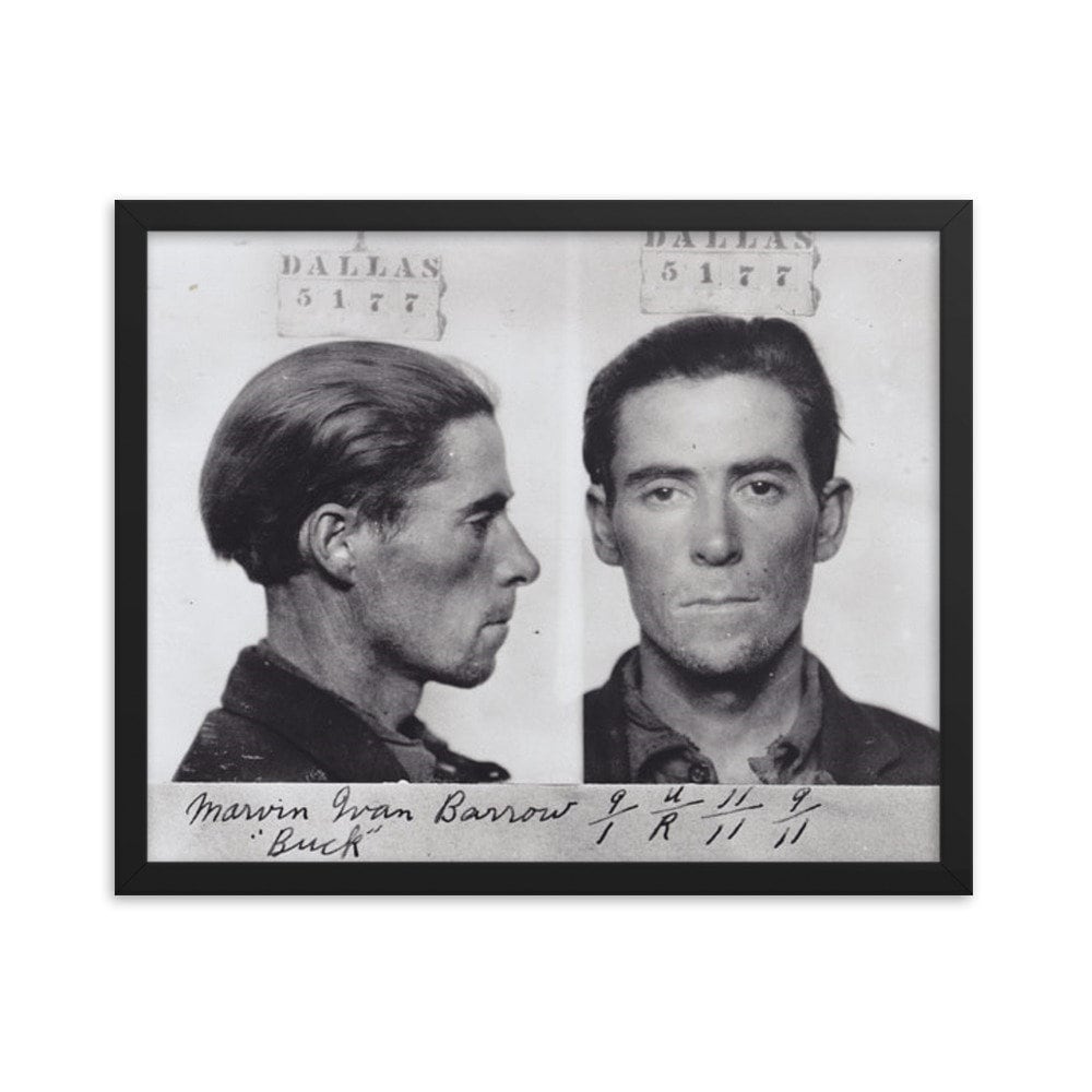 Iconic Buck Barrow Mug Shot, Barrow Gang, Bonnie & Clyde, Great ...