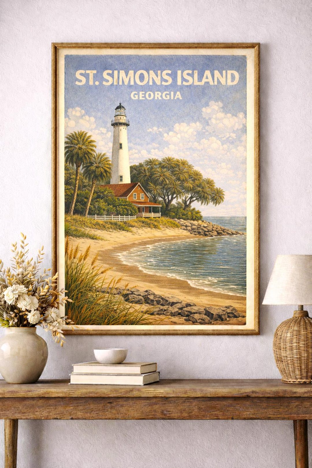 St. Simons Island Vintage Travel Poster | Georgia Coastal Art Canvas - Etsy