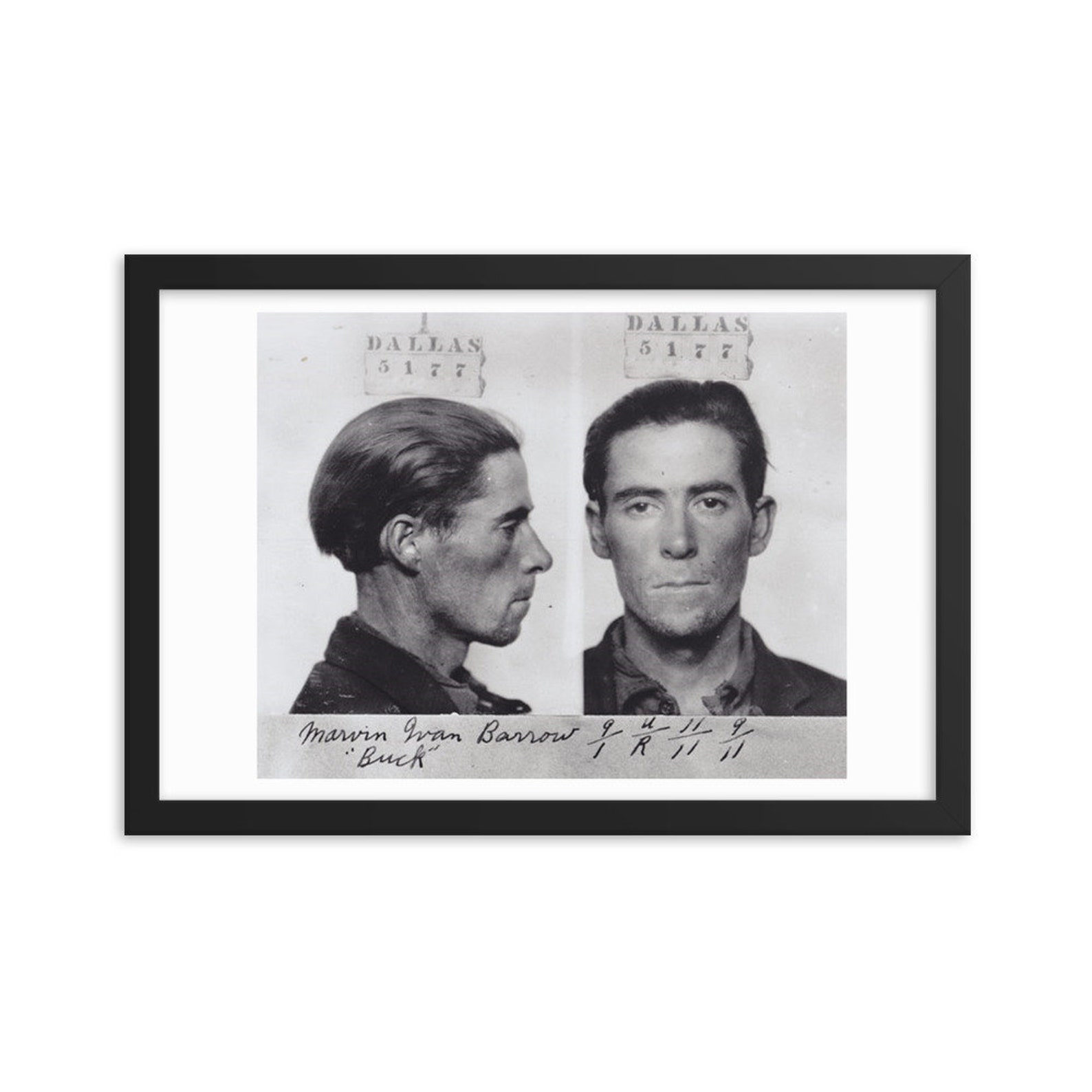 Iconic Buck Barrow Mug Shot Barrow Gang Bonnie & Clyde - Etsy