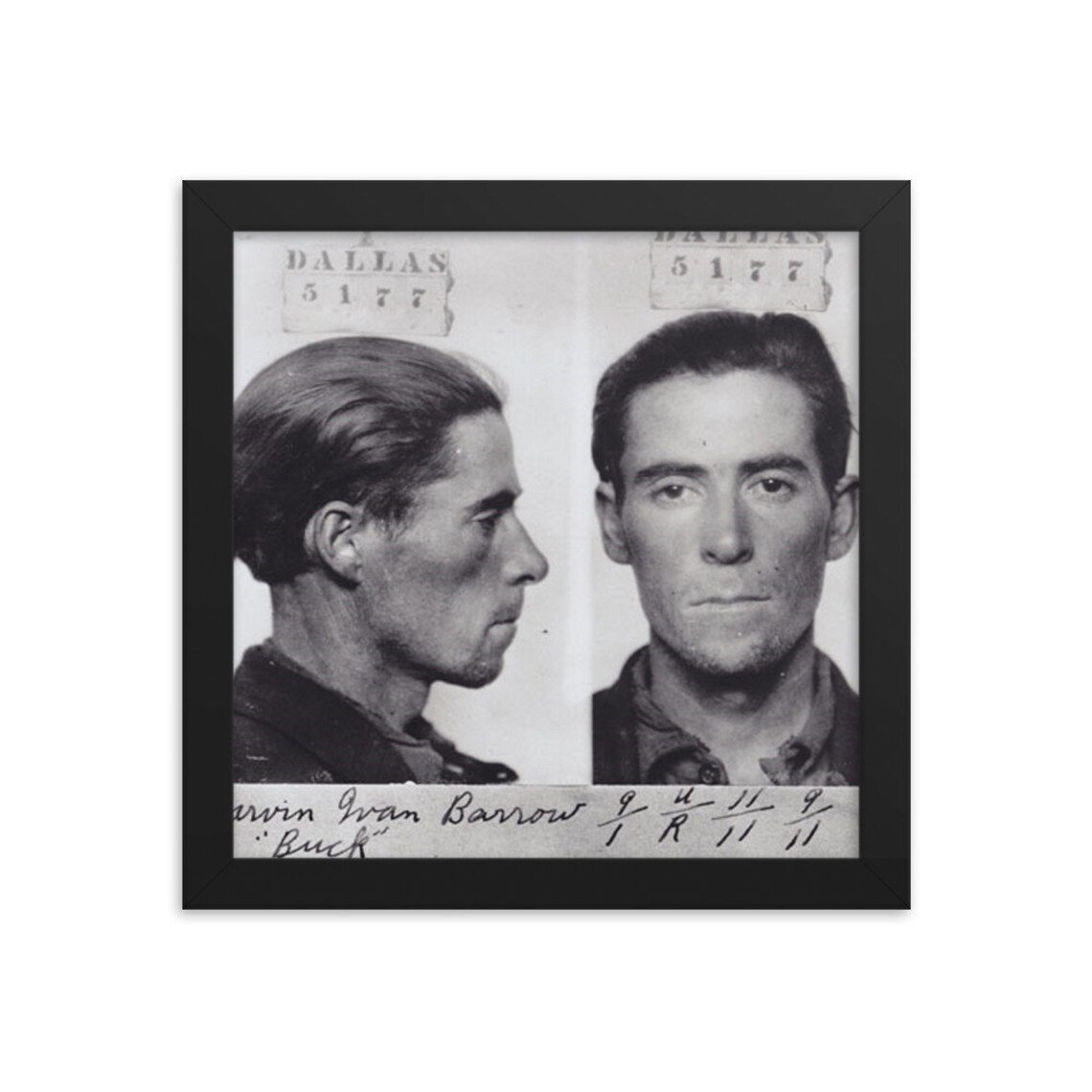 Iconic Buck Barrow Mug Shot, Barrow Gang, Bonnie & Clyde, Great ...