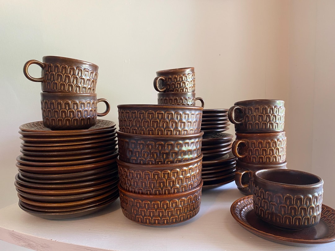 Wedgwood "pennine" Designer Dishes Brown Midcentury Modern Dinnerware ...