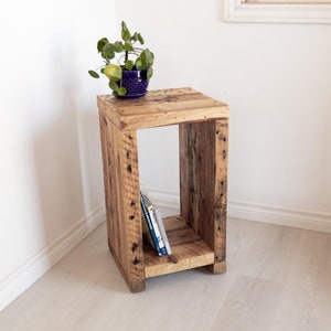 The Roma, Barnwood Open Box Side Table: Reclaimed Wooden Nighstand With ...