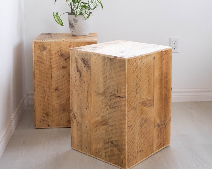 Barnwood Box Nightstand. Large Box Side Table Made From Reclaimed ...