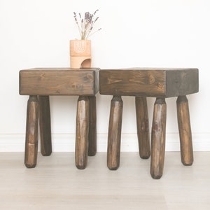 Chunky Top Rustic Four Legged Stool. Made From Century Old Barnwood ...