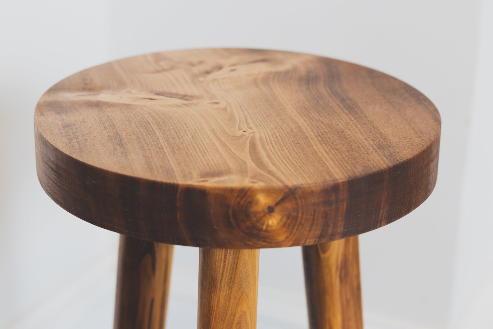 Handcrafted Wooden Stool. "the Willow" Tripod Dipped-legged Round Top ...