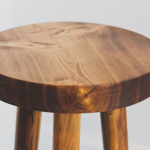 Handcrafted Wooden Stool. "the Willow" Tripod Dipped-legged Round Top ...