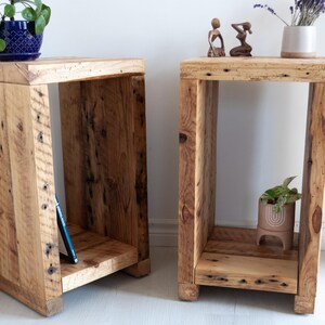 The Roma, Barnwood Open Box Side Table: Reclaimed Wooden Nighstand With ...