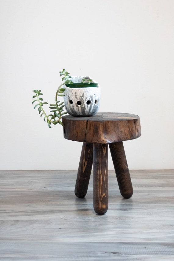 Stump Top Mushroom Stool. Reclaimed Wooden Stumpy Top Tripod Stool Etsy Canada