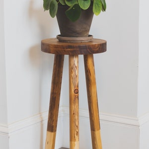 Handcrafted Wooden Stool. "the Willow" Tripod Dipped-legged Round Top ...