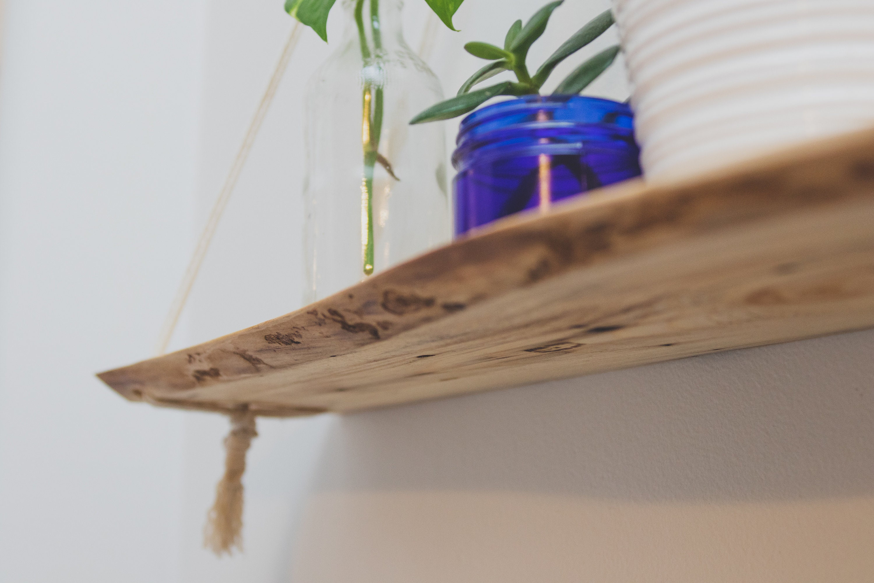 Reclaimed Modern Live Edge Plant Hanger Floating shelf made | Etsy