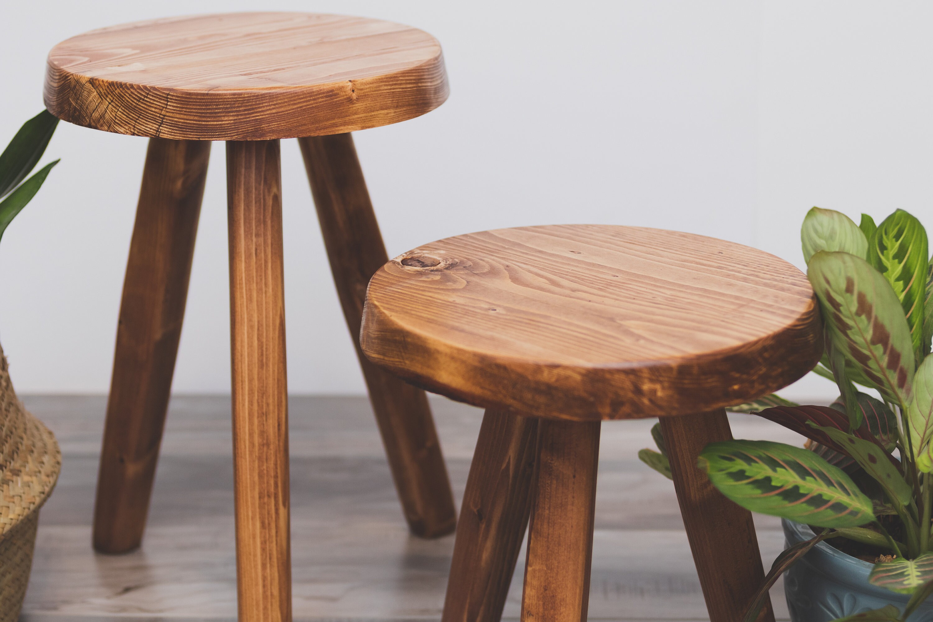 Tripod Round-top Stool. Repurposed Handmade Wooden Tripod | Etsy Singapore