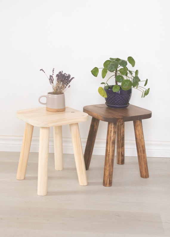 The olive Stool. Four Legged Stool With Squared Top Made From Reclaimed Wood. Custom Sizable 4 Leg Stool Handmade in Canada Etsy