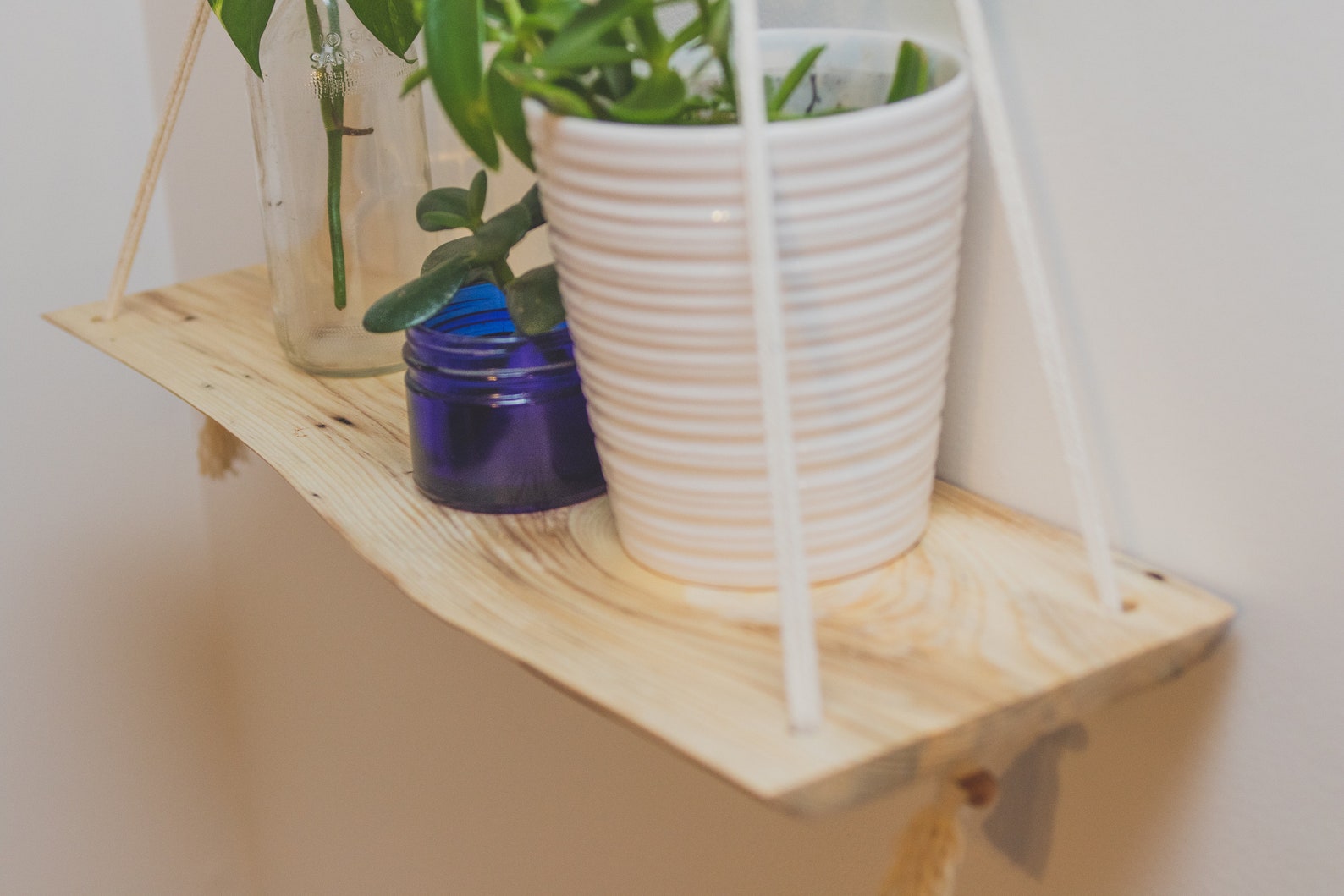 Reclaimed Modern Live Edge Plant Hanger Floating shelf made | Etsy