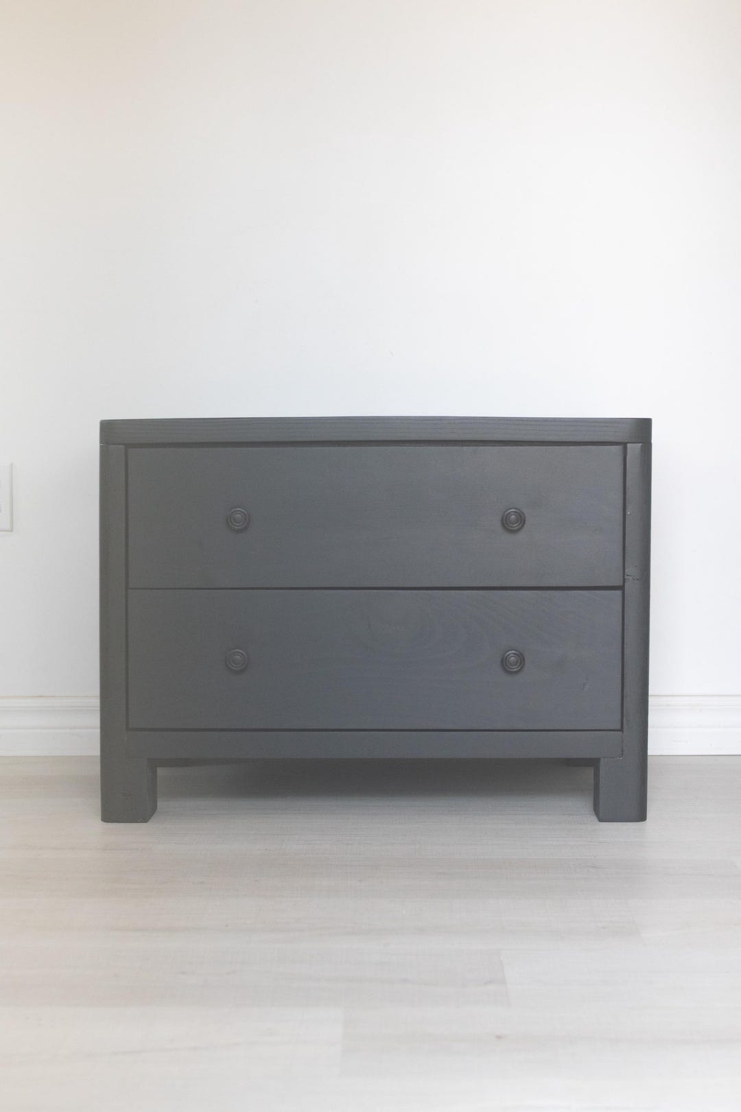 Modern Black Bedroom Dresser. Black Double Drawer Modern Bedside ...