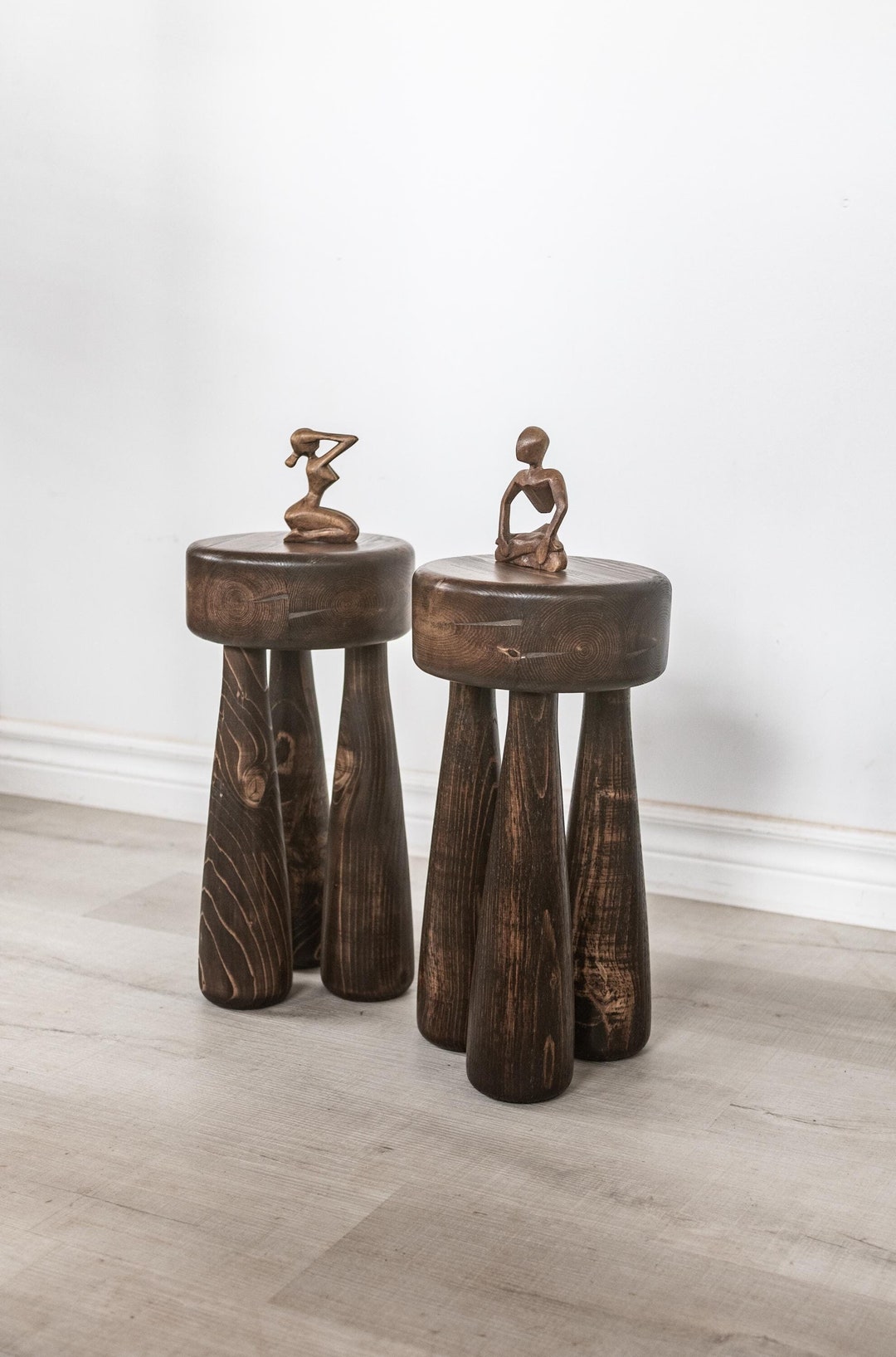 The Adelaide, Slender Club Leg Tripod Stool: A Thick 3" Top With Three ...