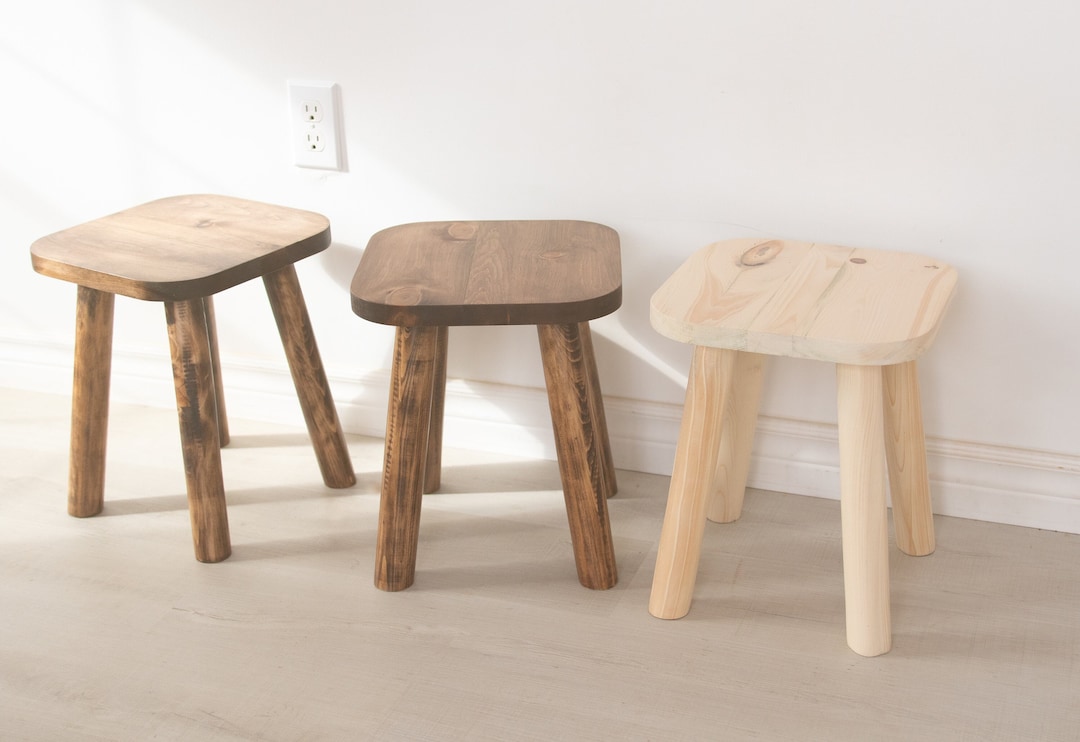 The "olive" Stool. Four Legged Stool With Squared Top Made From ...