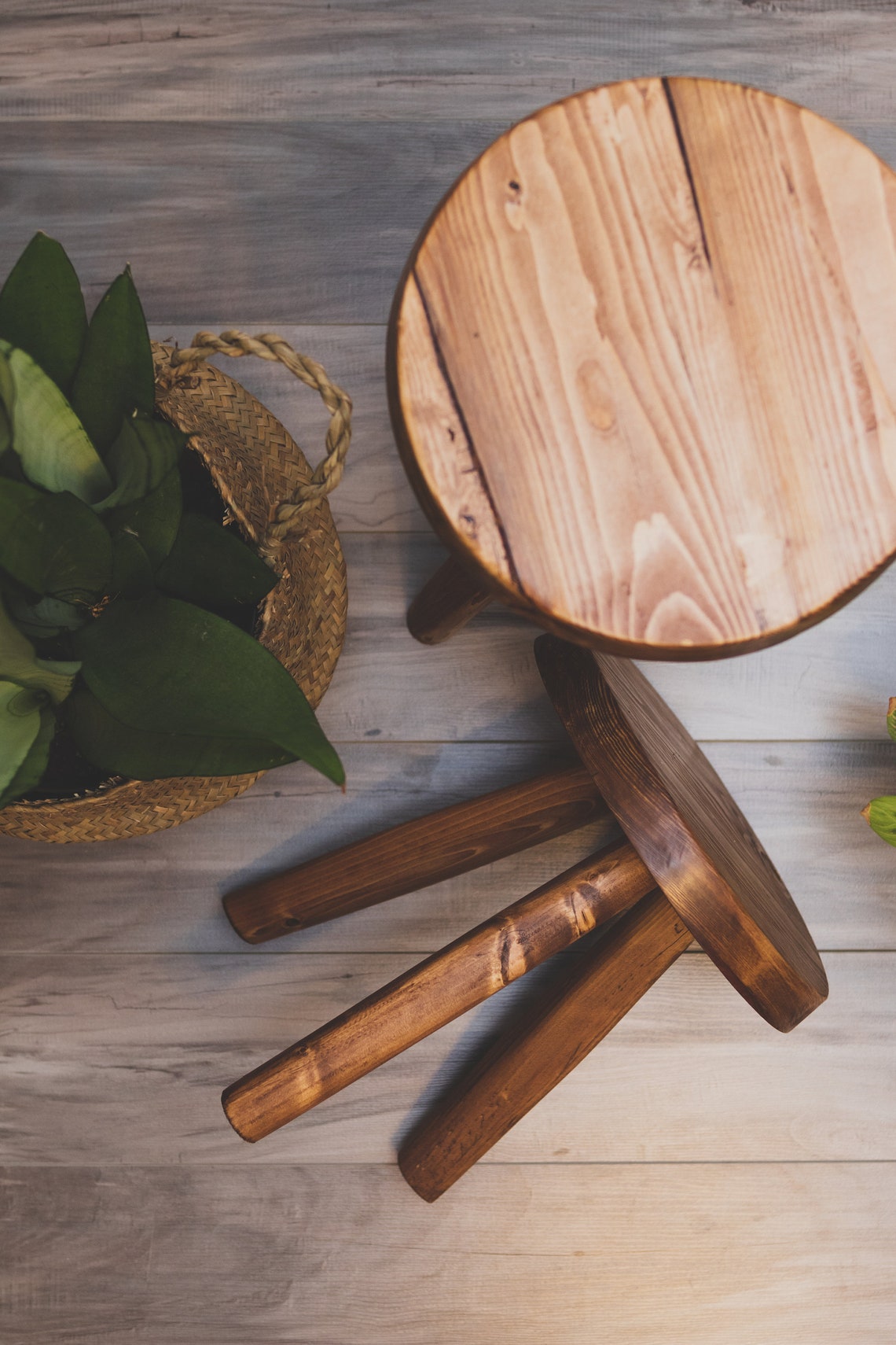 Tripod Round-top Stool. Repurposed Handmade Wooden Tripod - Etsy