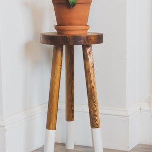 Handcrafted Wooden Stool. "the Willow" Tripod Dipped-legged Round Top ...