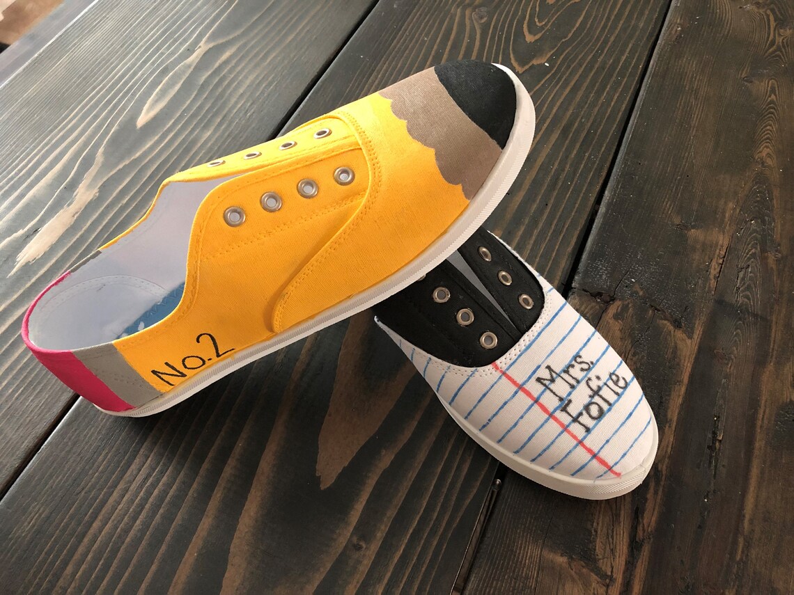 Teacher Pencil/notebook Sneakers - Etsy