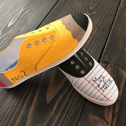 Teacher Pencil/notebook Sneakers - Etsy