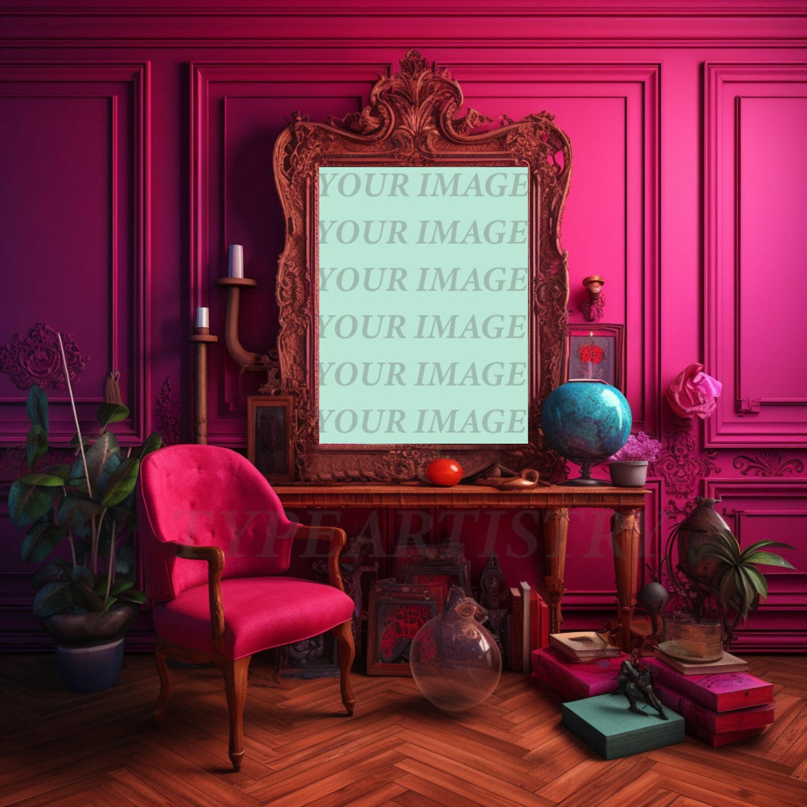 Mock up Magenta Trendy Frame Mock Up,maximalist,funky Decor,magenta ...