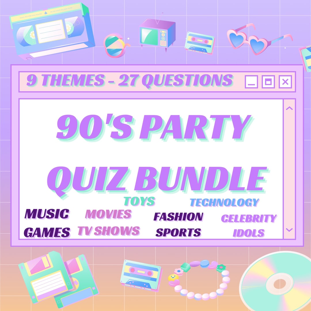 90s Party Games Bundle 90s Party Activities Quiz Printable - Etsy