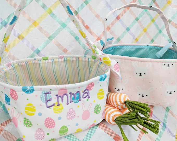 Easter Basket for Girls, Embroidered Easter Basket, Personalized Custom ...